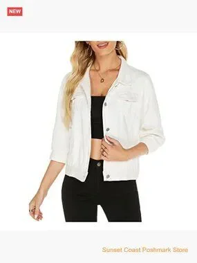Jackets & Coats | Womens Cropped Denim Jacket 34 Sleeve Lightweight ...